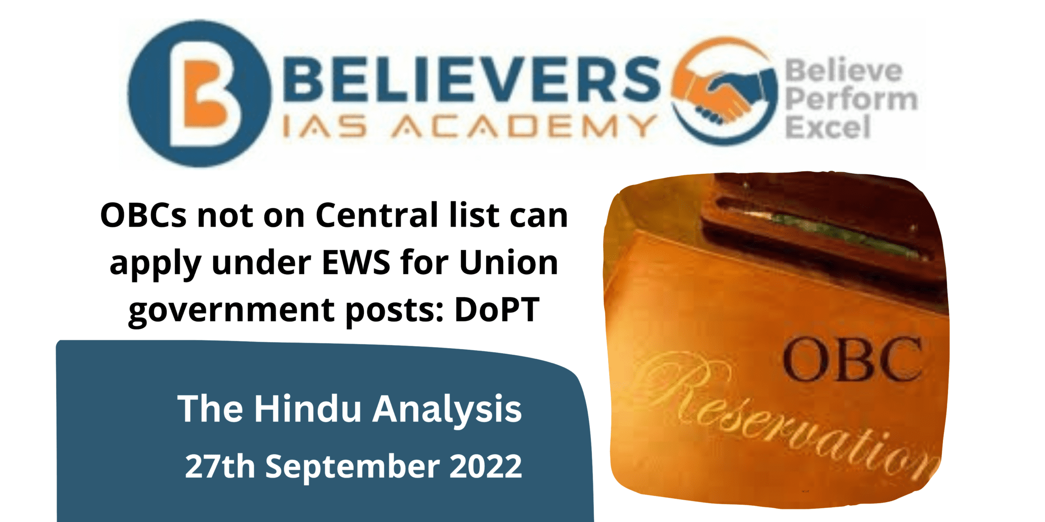 OBCs not on Central list can apply under EWS for Union government posts: DoPT - Believers IAS ...