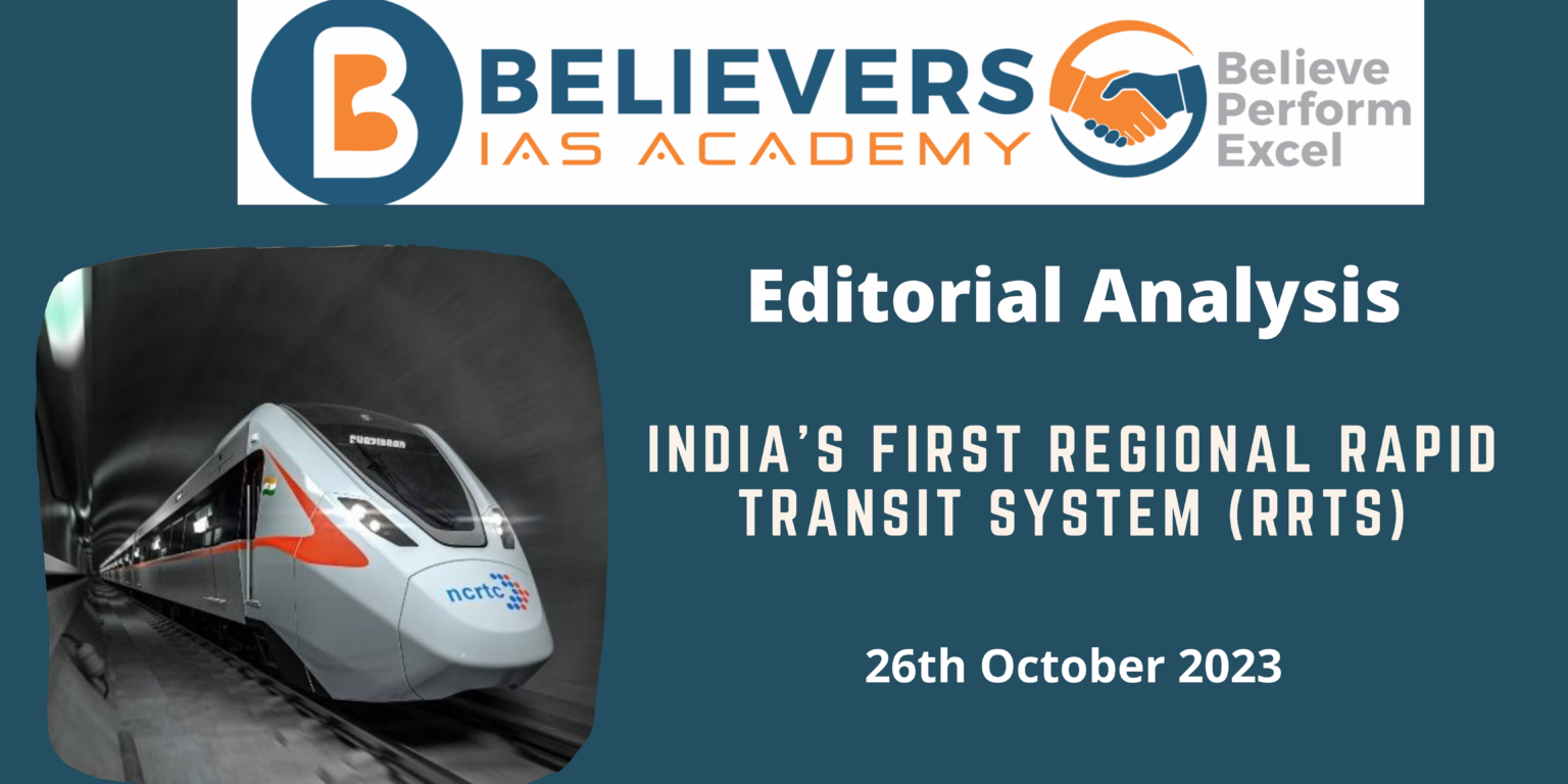 India’s first Regional Rapid Transit System (RRTS) - Believers IAS Academy