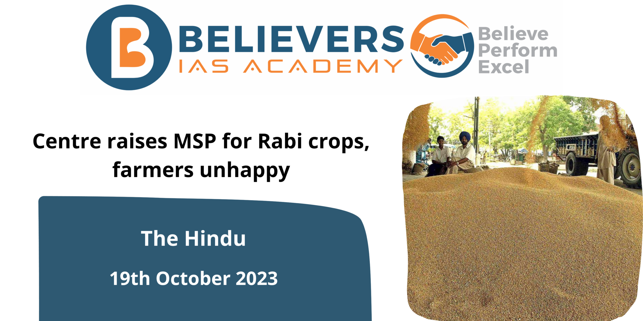Centre raises MSP for Rabi crops, farmers unhappy - Believers IAS Academy