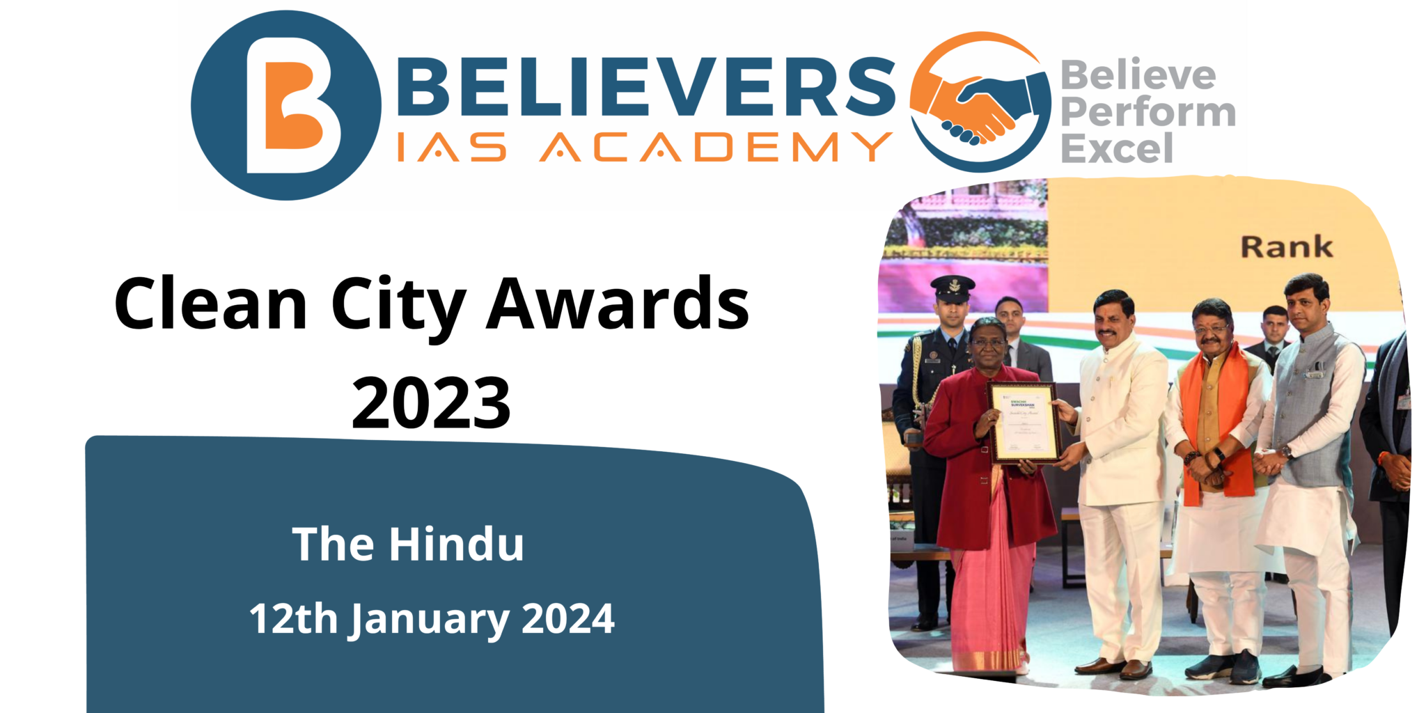 Clean City Awards 2023 - Believers IAS Academy